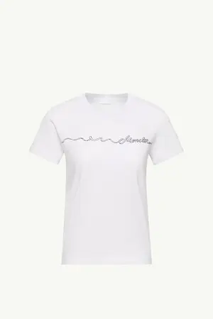 Moncler Ribbon Logo Cotton T-Shirt White