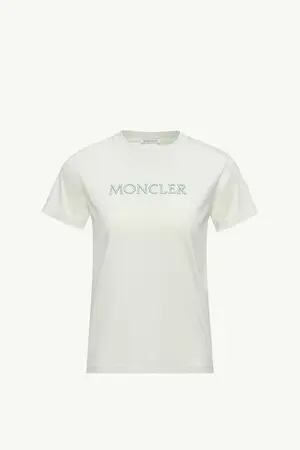 Moncler Embroidered Tonal Logo Cotton T-shirt - Green
