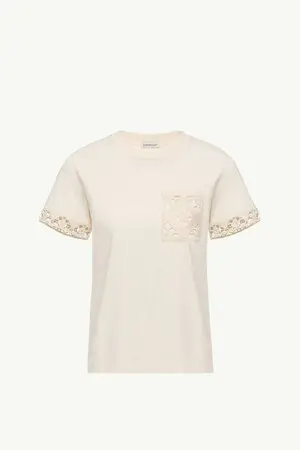 Moncler Macramé-trimmed Cotton T-shirt - White