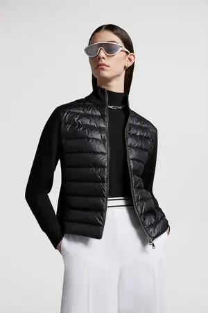 Moncler Padded Wool Cardigan Black