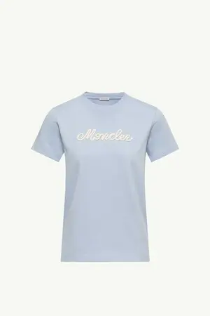 Moncler Logo Embroidery Cotton T-shirt - Blue