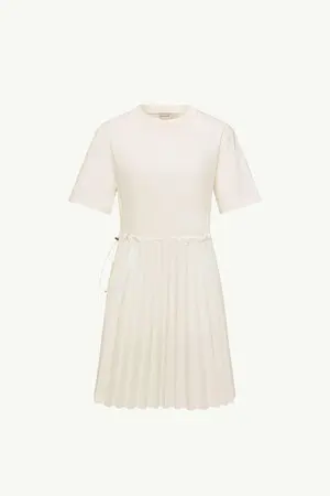 Moncler Pleated Cotton Midi Dress - White