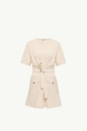 Moncler Belted Cotton Mini Dress - White