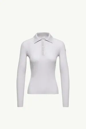 Moncler Wool Long Sleeve Polo Shirt - Blue