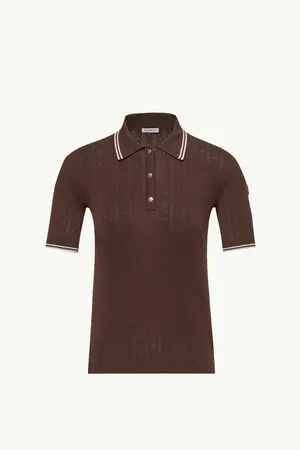 Moncler Rhombus & Logo Pattern Cotton Polo Shirt - Brown
