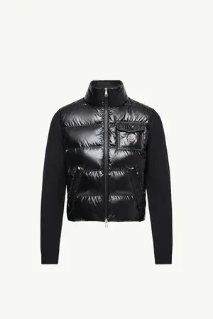 Moncler Padded Zip-Up Wool Cardigan Black