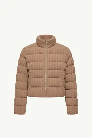 Moncler Wool & Cashmere Blend Padded Cardigan Beige