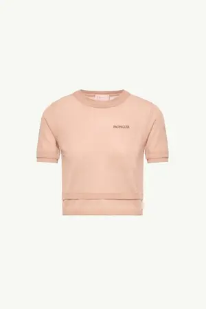 Moncler Double-Trimmed Cotton T-Shirt Pink