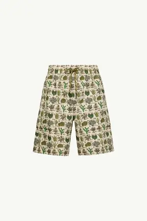 Moncler Botanical Print Cotton Blend Shorts - Multicolor