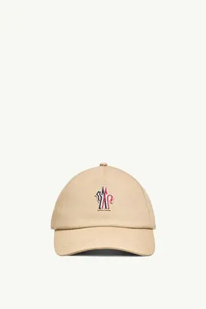 Moncler Logo Cotton Baseball Cap Beige