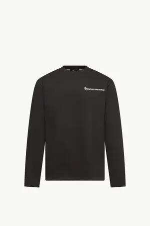 Moncler Logo Long Sleeve Cotton T-shirt - Black