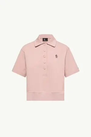 Moncler Logo Patch Cotton Polo Shirt - Pink