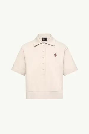 Moncler Logo Patch Cotton Polo Shirt White