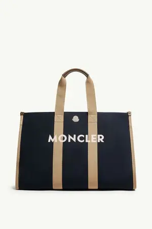 Moncler Logo Canvas Tote Bag Blue