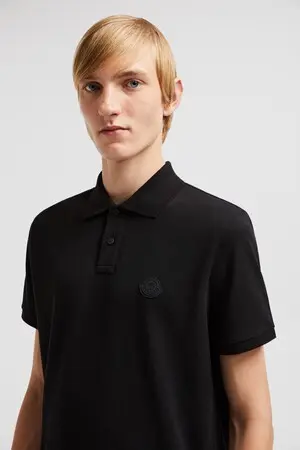 Moncler Logo Patch Cotton Piquet Polo Shirt