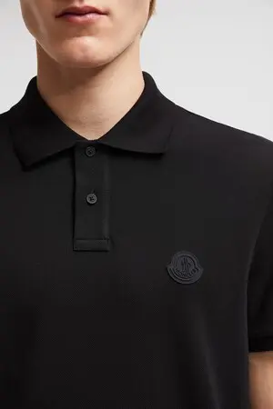 Moncler Logo Patch Cotton Piquet Polo Shirt