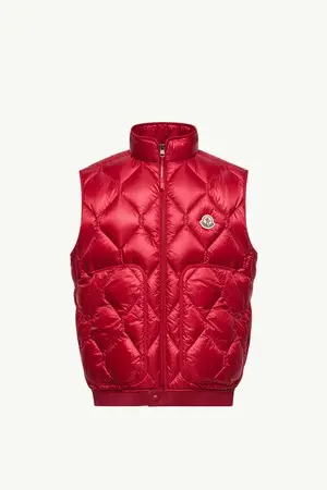 Moncler Erelia Diamond Quilted Down Vest Red