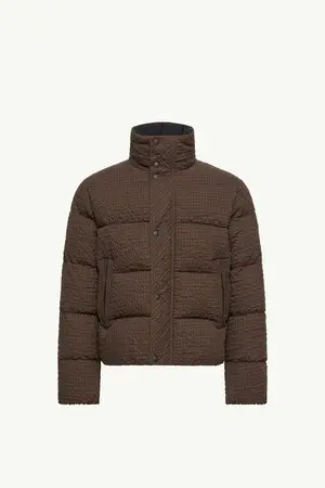 Moncler Oronte Cotton Flannel Short Down Jacket - Brown