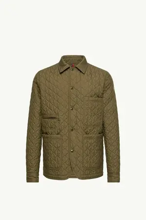 Moncler Theoline Diamond-Quilted Padded Jacket Green