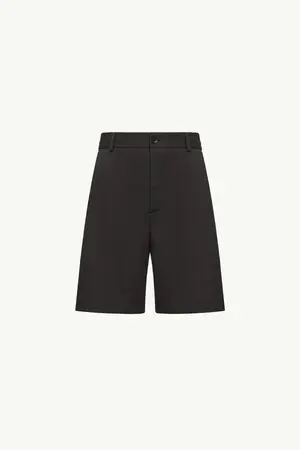 Moncler Wool Blend Gabardine Bermuda Shorts - Black