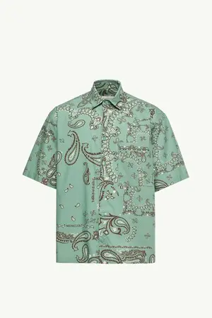 Moncler Paisley Cotton Short Sleeve Shirt - Green
