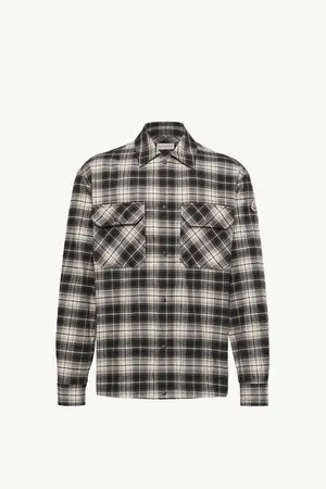 Moncler Check Cotton Flannel Zip-up Shirt - Black