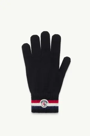 Moncler Tricolor Wool Gloves - Black