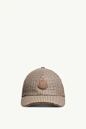 Moncler Check Wool Baseball Cap - Beige