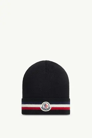 Moncler Tricolor Wool Beanie - Black
