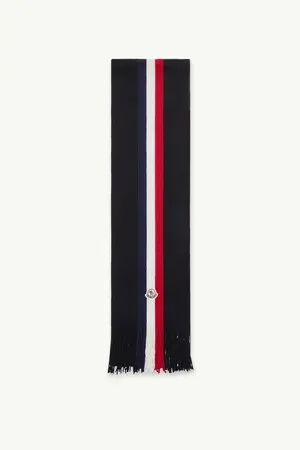 Moncler Tricolor Wool Scarf - Black