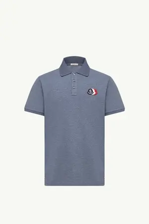 Moncler Cotton Piquet Polo Shirt - Blue