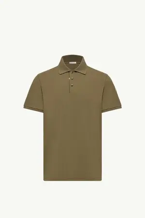 Moncler Logo Cotton Piquet Polo Shirt - Green