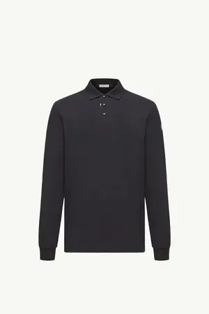 Moncler Logo Cotton Piquet Polo Shirt - Blue