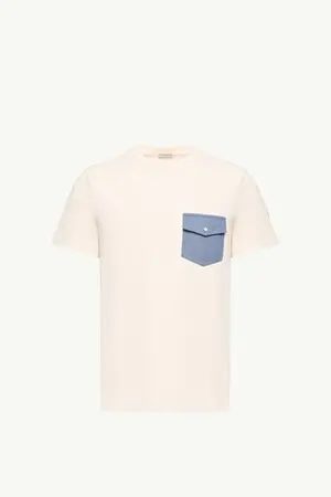 Moncler Cotton Jersey T-shirt With Denim Pocket - White