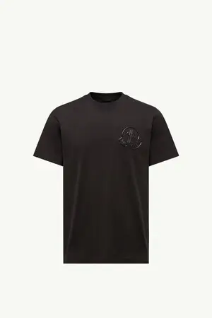 Moncler Three-dimensional Logo Cotton T-shirt - Black