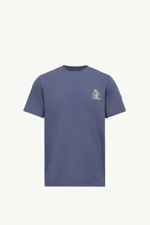 Moncler Logo Cotton T-Shirt Blue