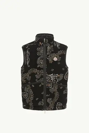 Moncler Reversible Paisley Print Padded Teddy Vest Black