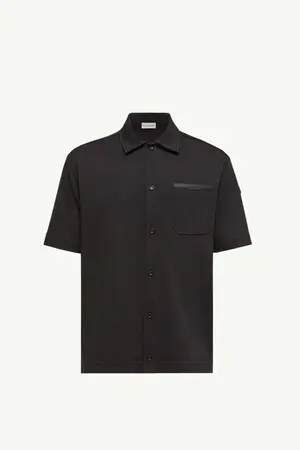 Moncler Leather Logo Cotton Short Sleeve Shirt - Black