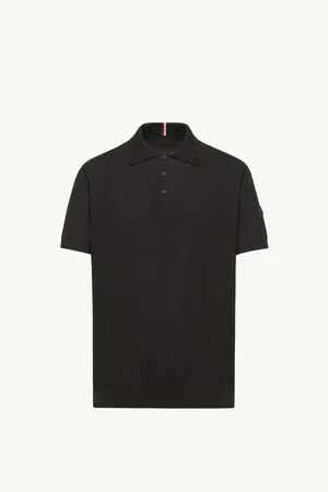 Moncler Logo Cotton Knit Polo Black