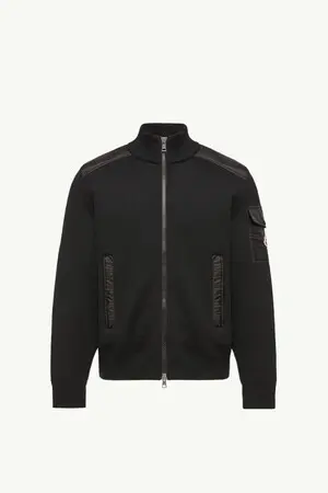 Moncler Padded Wool Zip-up Cardigan - Black