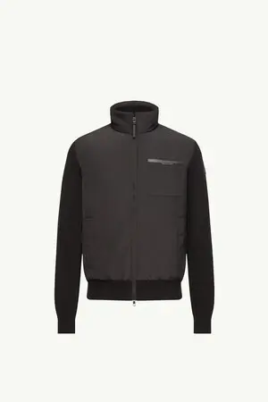 Moncler Wool & Cashmere Padded Zip-up Cardigan - Black