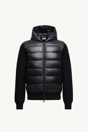 Moncler Padded Wool Zip-up Hoodie - Black