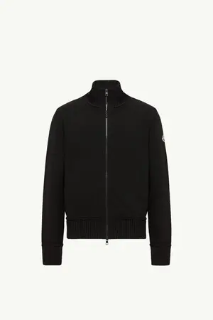 Moncler Cashmere & Wool Zip-up Cardigan - Black