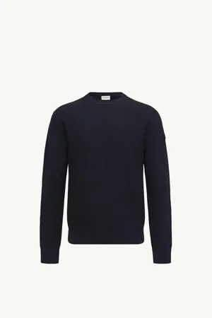Moncler Textured Cashmere & Wool Sweater Blue