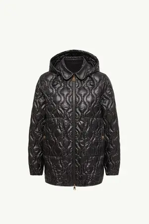 Moncler Balette Geometric Quilted Mid-length Down Jacket - Black