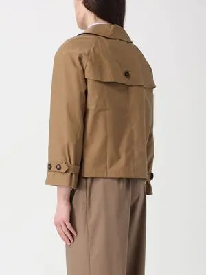 Max Mara Double Breasted Cotton Blend Trench Coat - Brown