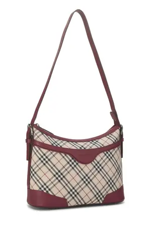 Burberry Burgundy House Check Jacquard Shoulder Bag