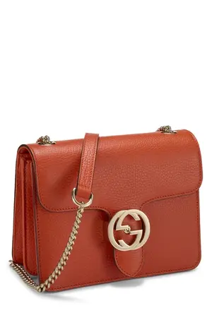 Gucci Leather Interlocking Crossbody Bag - Orange