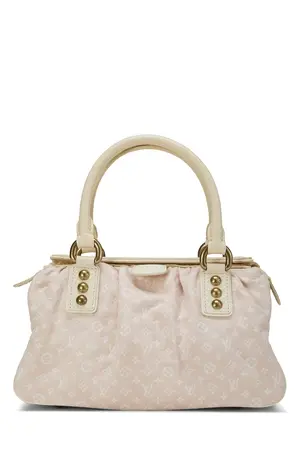 LOUIS VUITTON White & Monogram Mini Lin Trapeze