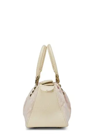LOUIS VUITTON White & Monogram Mini Lin Trapeze